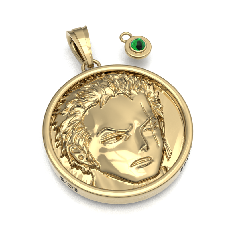 One Piece: Silver Coin Necklace + Emerald Charm - Zoro (Gold Coating ...