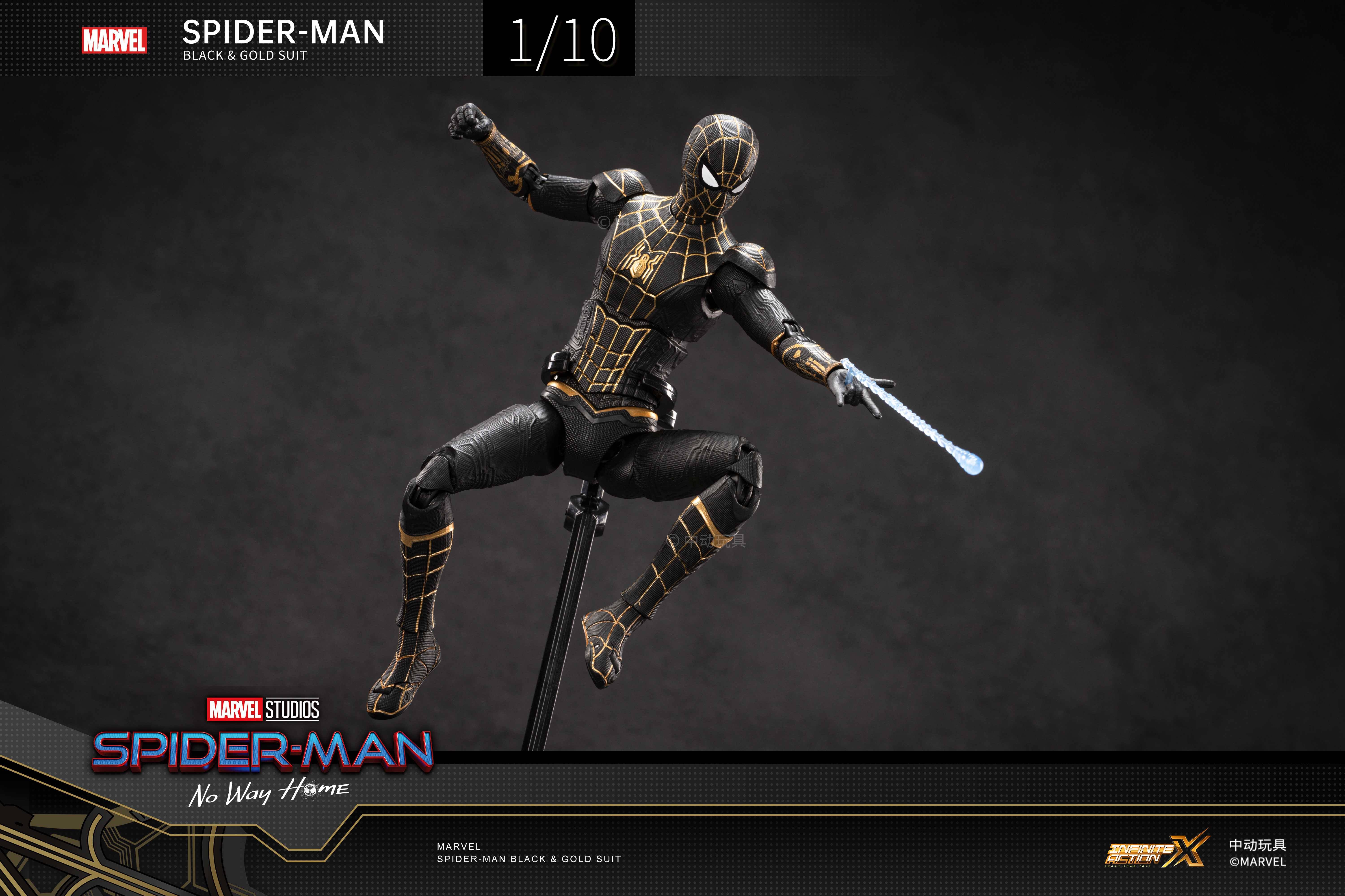 Spider-Man No Way Home: Black & Gold Suit Ver. - 7-inch MARVEL Action ...
